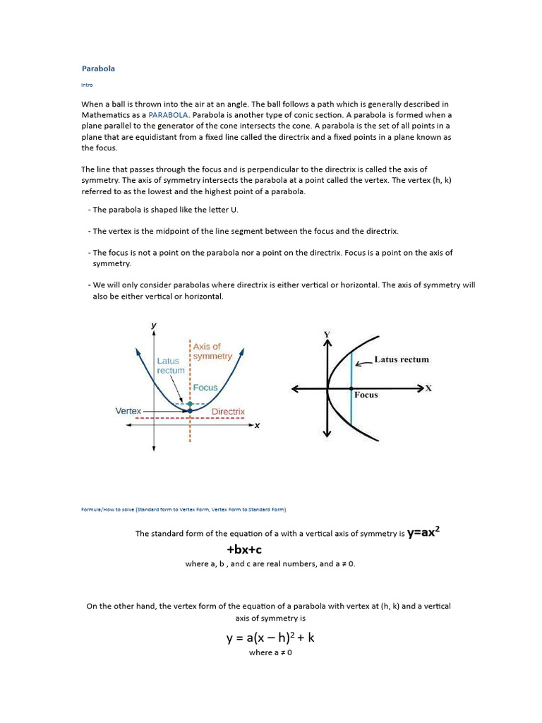 Parabola Reviewer | PDF