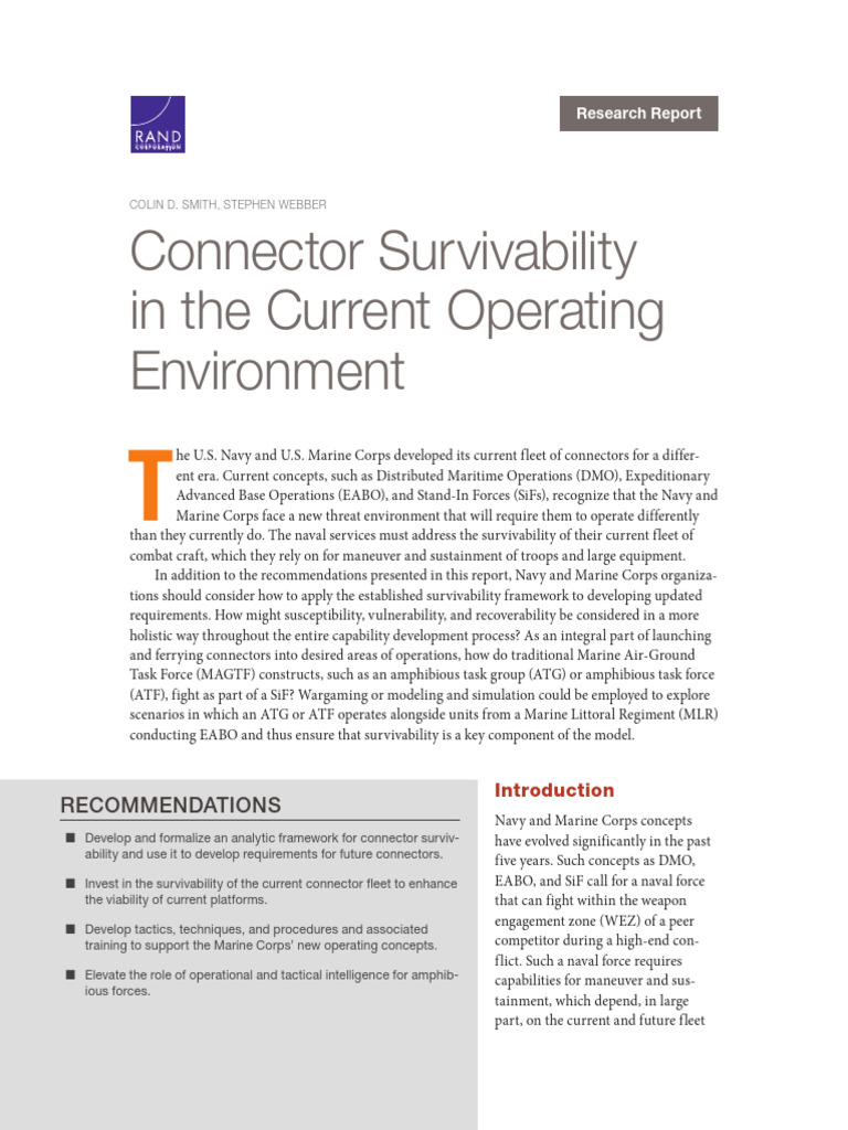 Connector Survivability in the Current Operating Environment-Rand | PDF