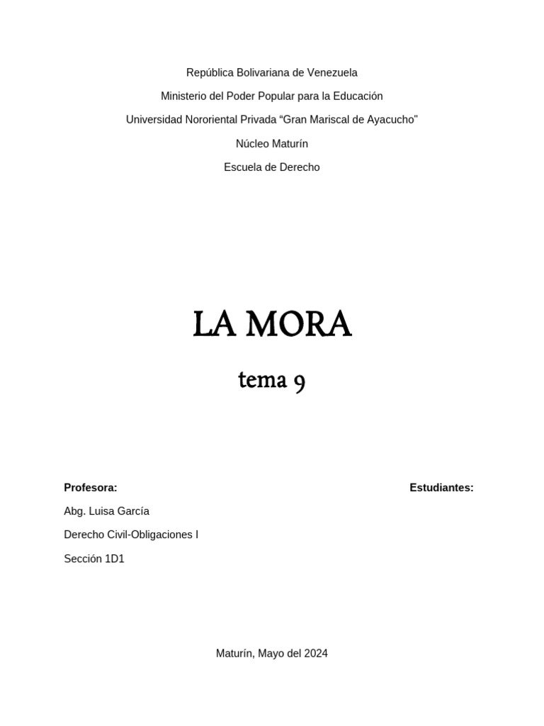 La mora tema 9 (1) | PDF