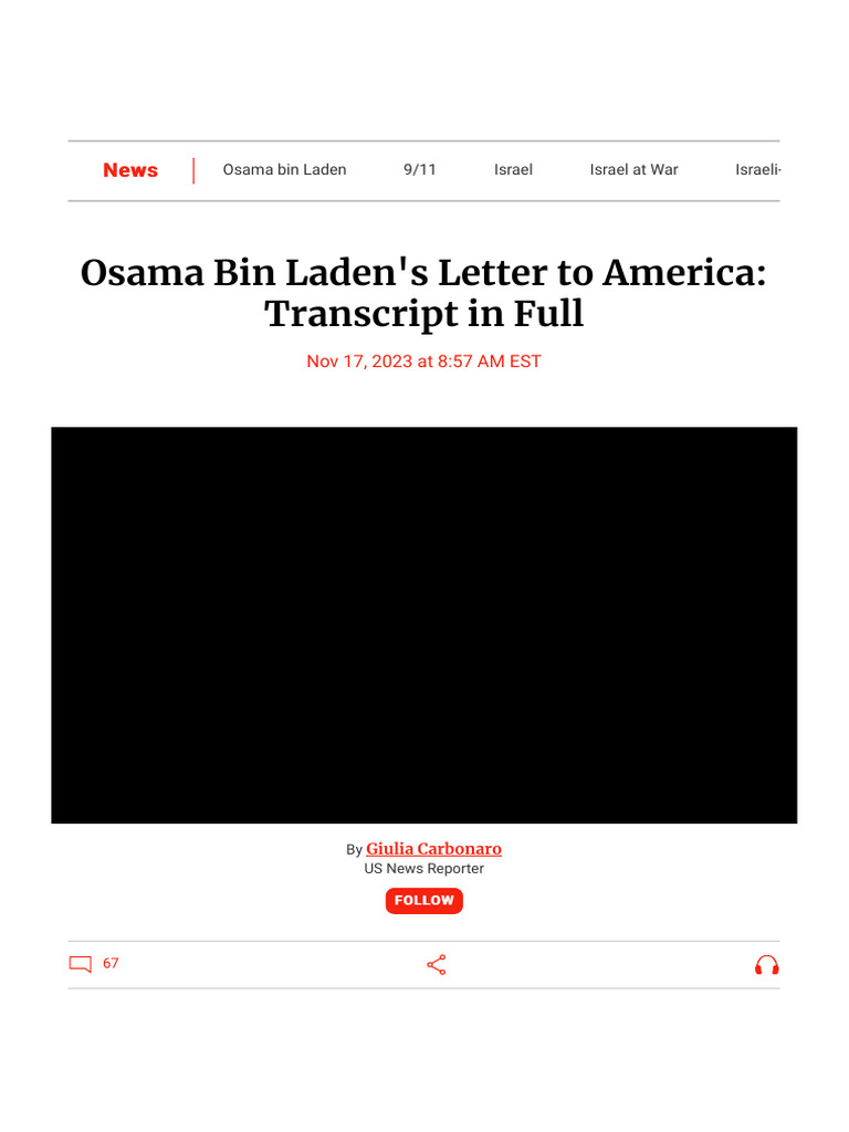 Osama Bin Laden's Viral 2002 Letter | PDF | Osama Bin Laden | Prophets ...