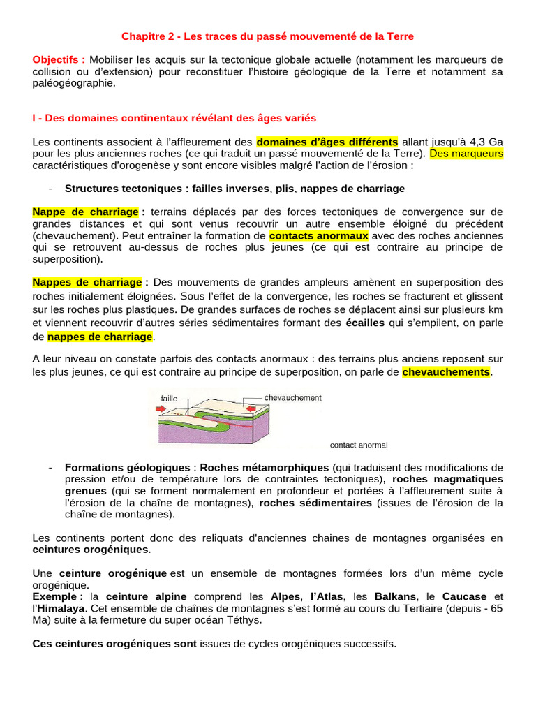 Chapitre 2 Les Traces Du Passé Mouvementé de La Terre Élèves | PDF