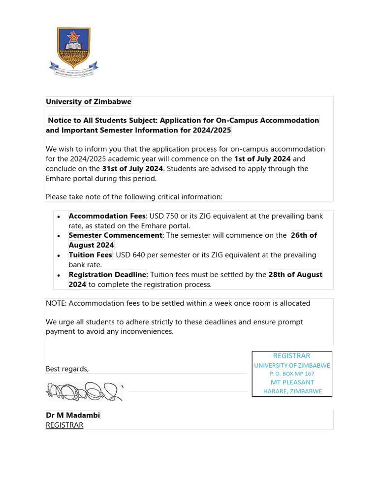 Notice To Students | PDF