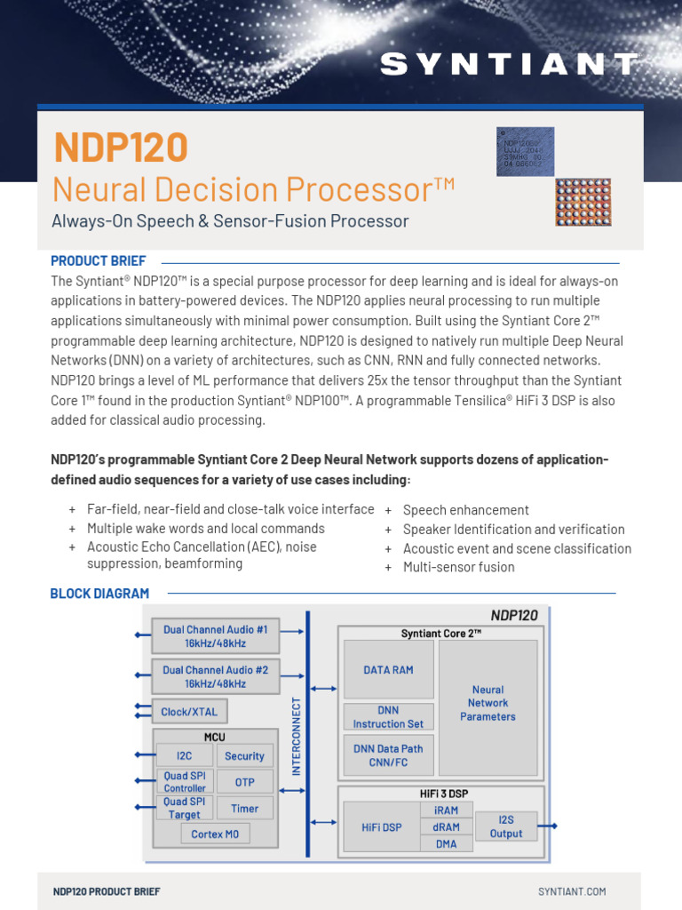 Syntiant NDP120 Product Brief | PDF