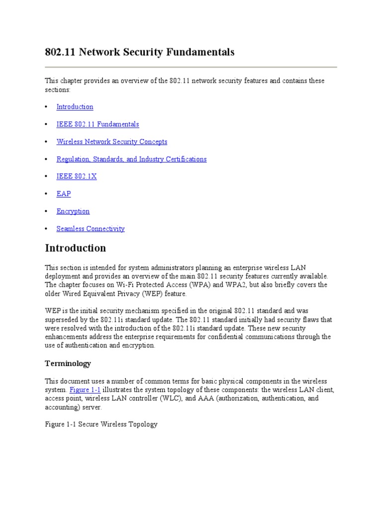 802.11 Network Security Fundamentals | PDF | Wireless Lan | Radius
