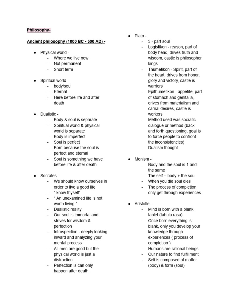Philosophy - understanding the self | PDF
