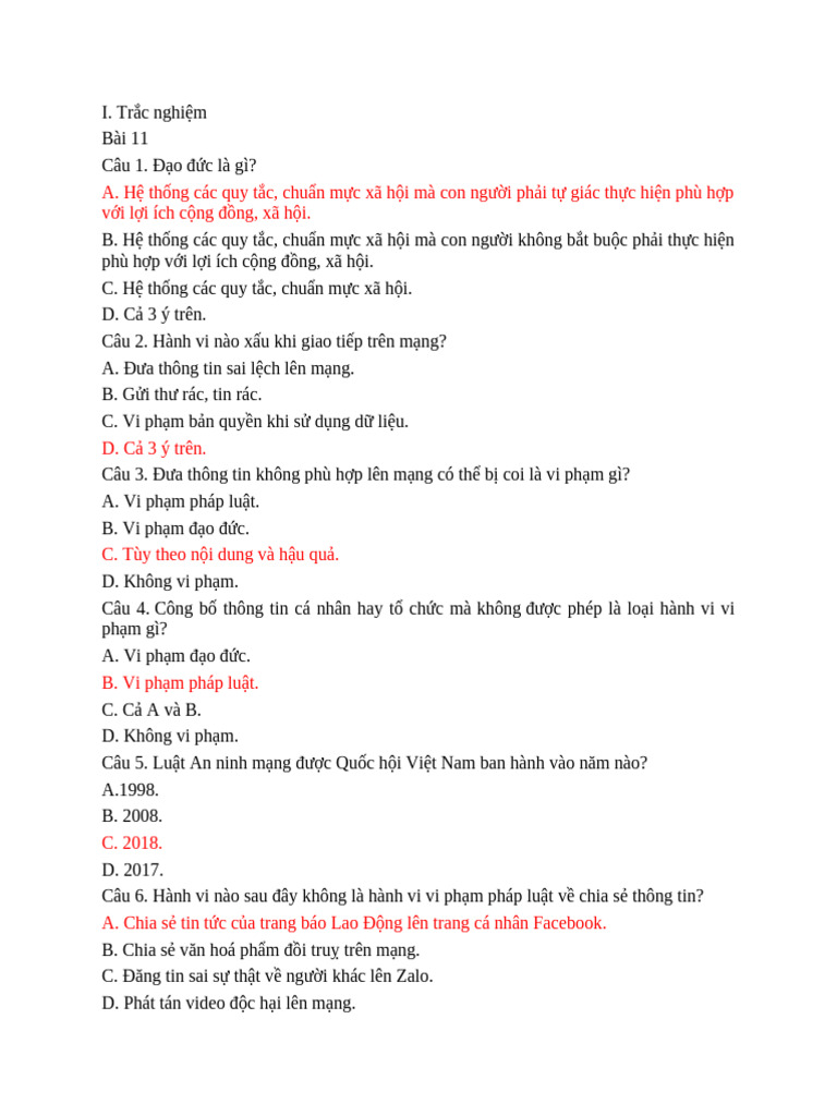 De Cuong Môn Tin Học HKI | PDF