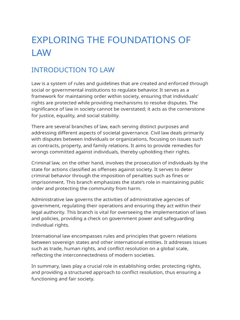 Exploring The Foundations of Law | PDF