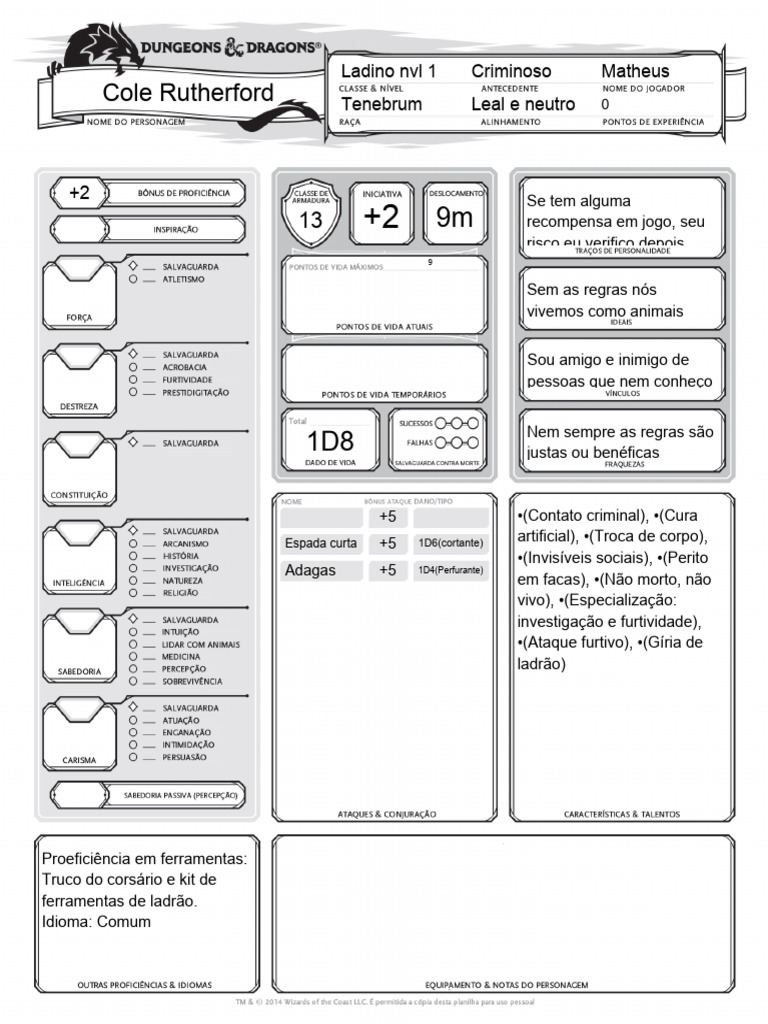 Ficha Cole Rutherford (Ladino) | PDF