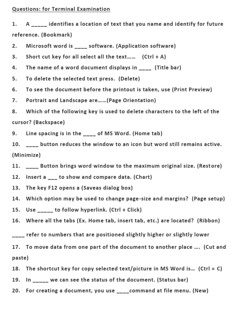 Ques For Students | PDF