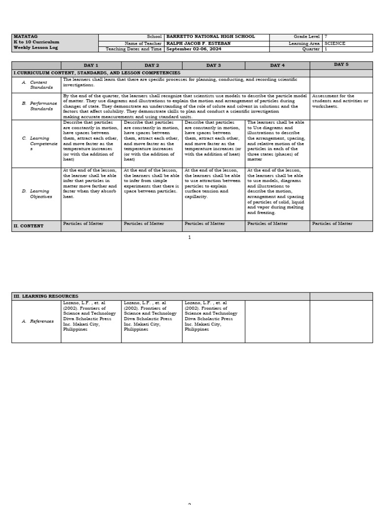 Week 2 Lesson Exemplar | PDF