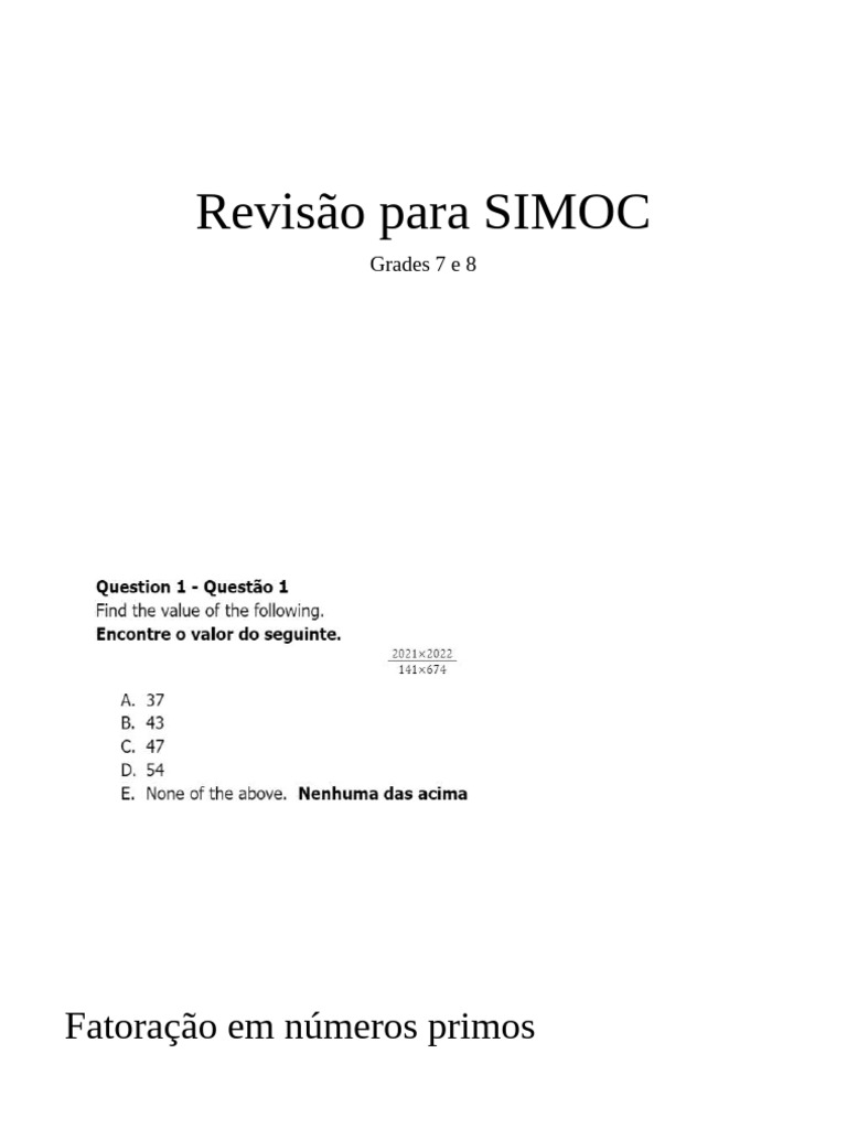 Revisão Simoc | PDF