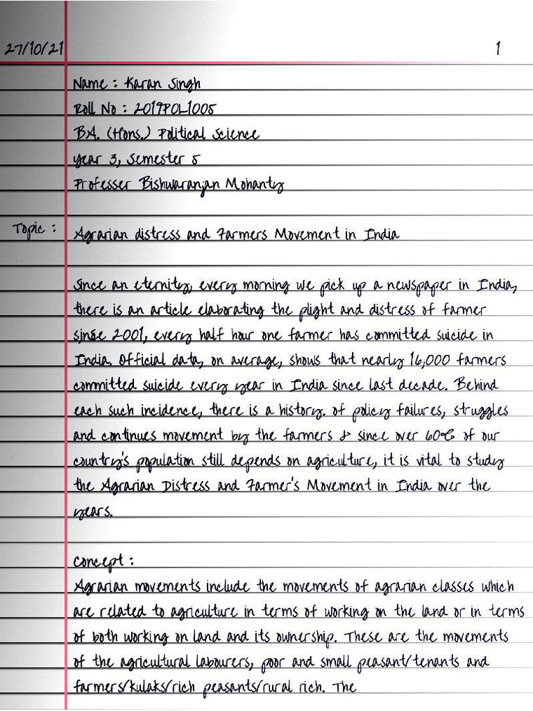 Agrarian Movements Assignment - Karan Singh | PDF