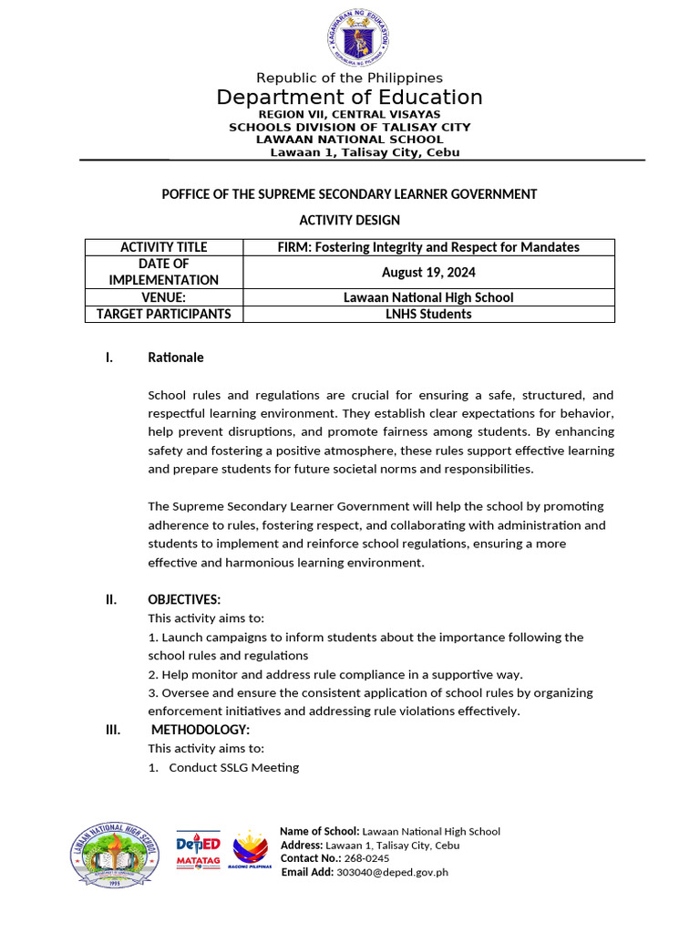 SSLG ACTION PLAN PROJECT FIRM | PDF