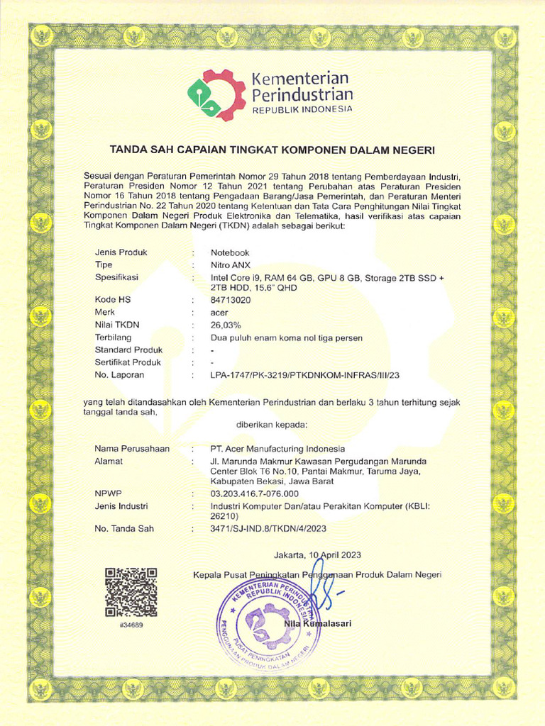 PT. Acer Manufacturing Indonesia - 3471 - Nitro ANX | PDF