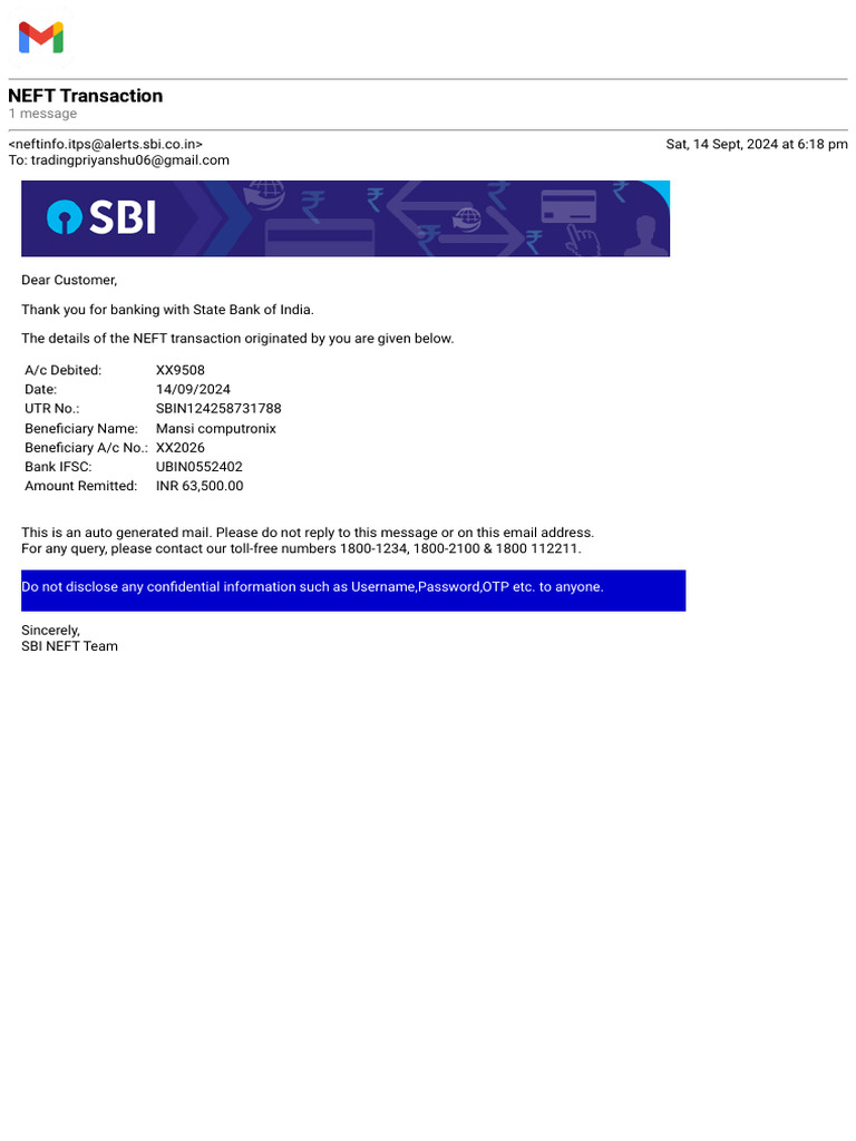 Gmail - NEFT Transaction | PDF
