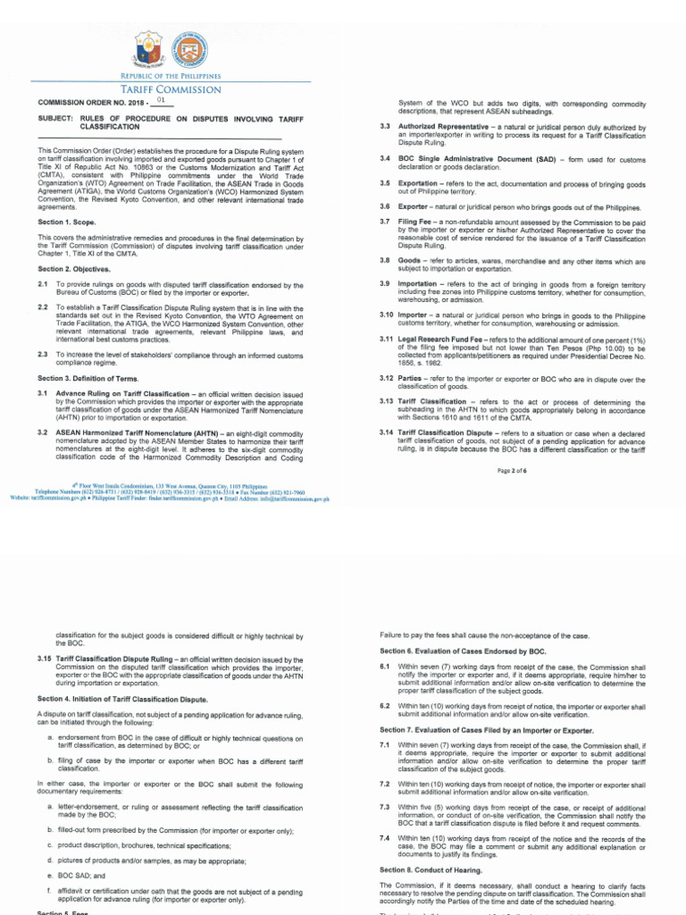 Tc Order No 2018 01 Pdf