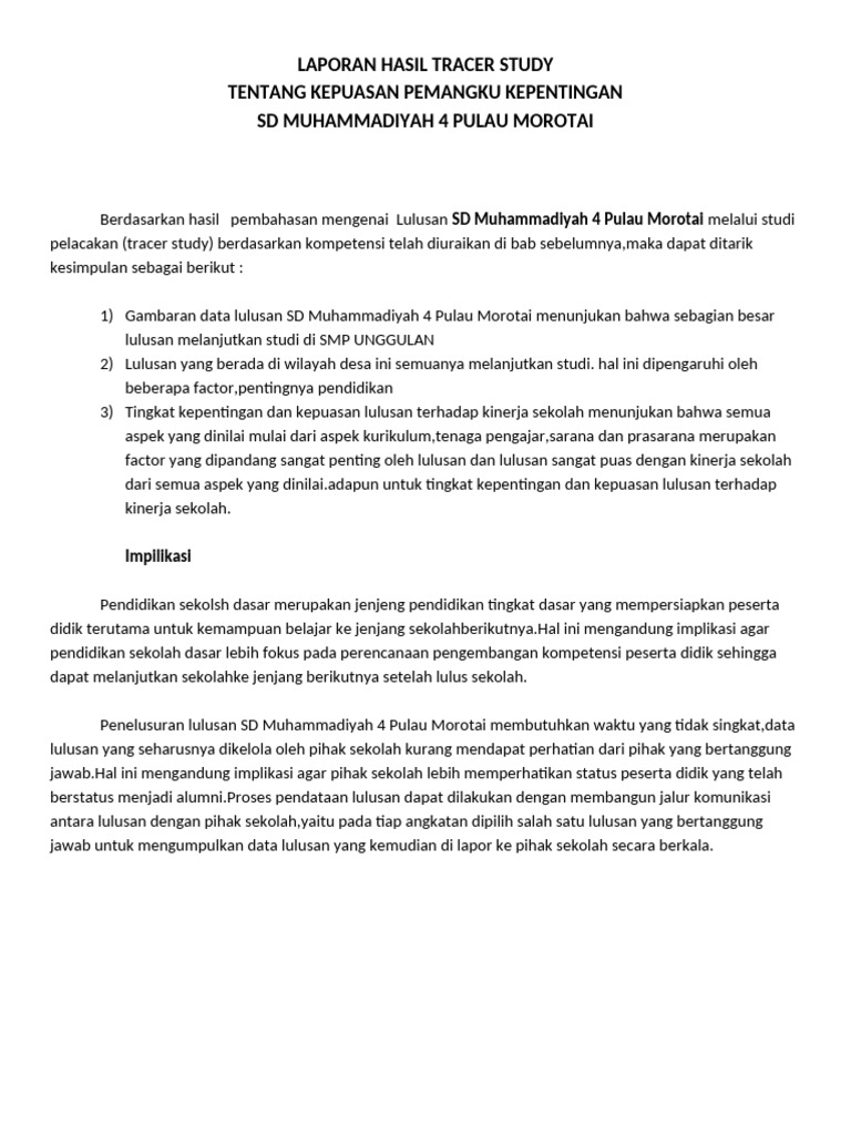 LAPORAN HASIL TRACER STUDY | PDF