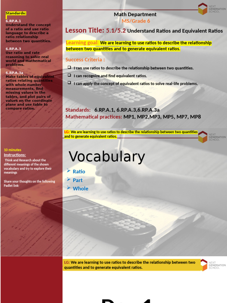 5.1 - 5.2 Understand Ratios and Equivalent Ratios | PDF