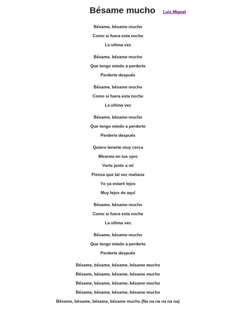 Besame Mucho Luis Miguel | PDF