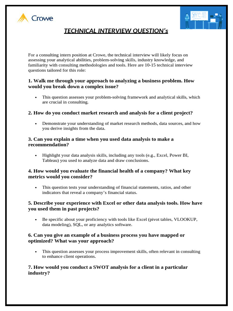 Crowe Horwath Technical Interview Questions | PDF