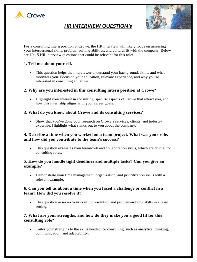 Crowe Horwath HR Interview Questions | PDF