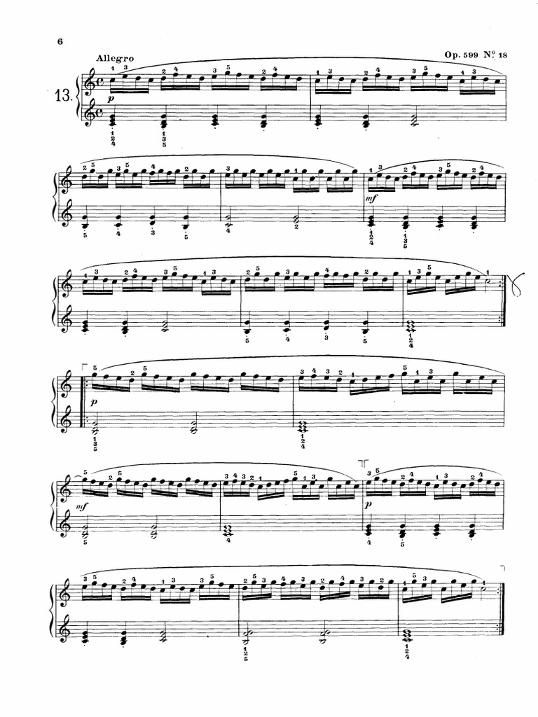 Czerny, Estudo #13 - Primeiro Volume | PDF