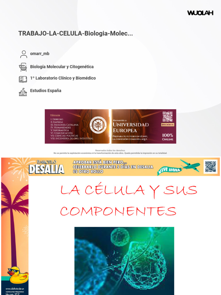 La Celula y Sus Componentes | PDF | Mitosis | Biología Celular)