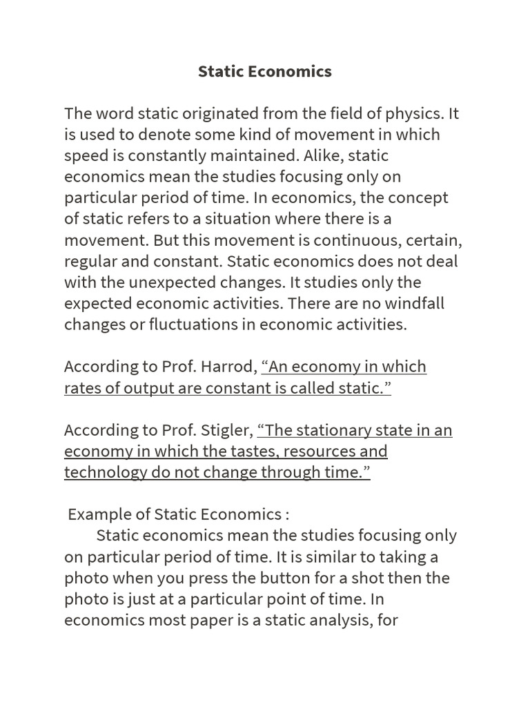 Static Economics | PDF