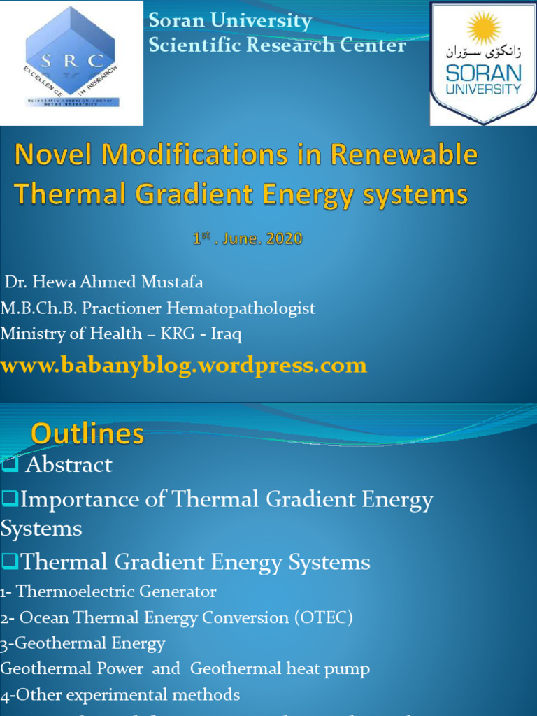 Novel Modifications in Renewable Thermal Gradient Energy Systems | PDF ...