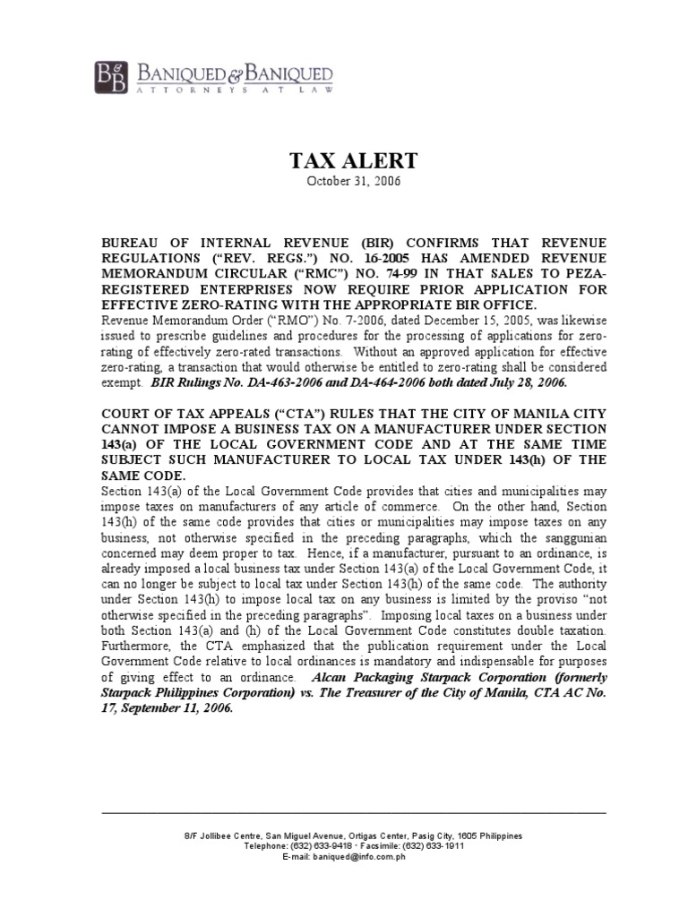 Tax Alert - 2006 - Oct | PDF | Value Added Tax | Tax Deduction