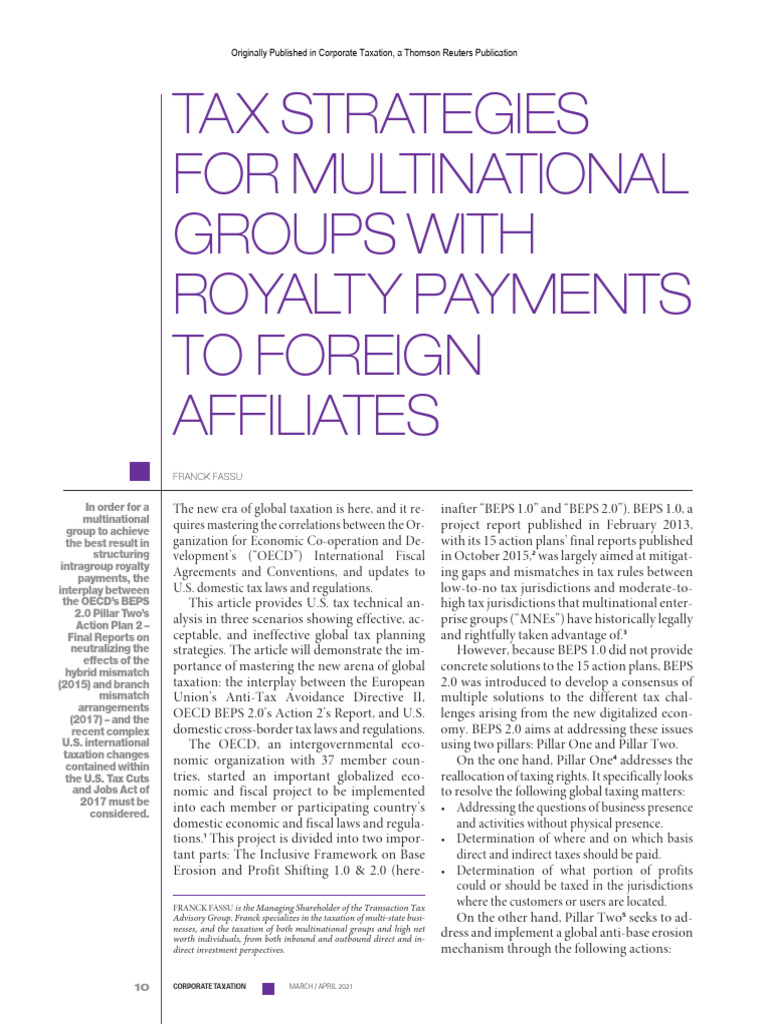 Tax Strategies For Multinational Groups | PDF