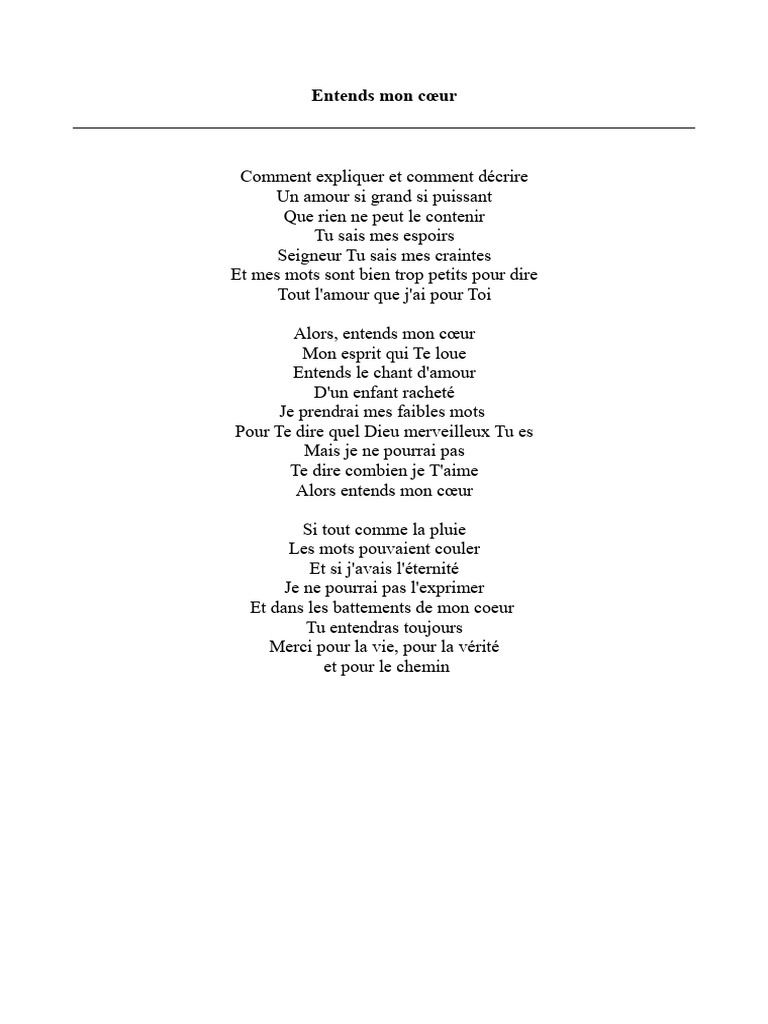 Entends Mon Coeur | PDF