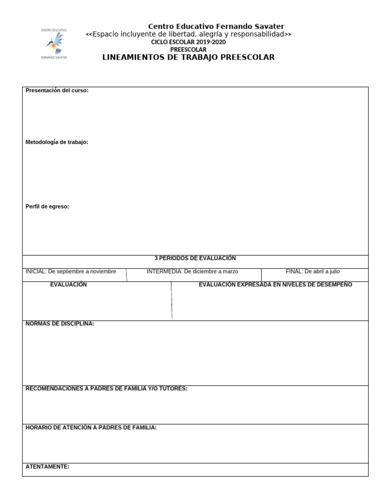Formato Lineamientos de Trabajo 19-20 | PDF