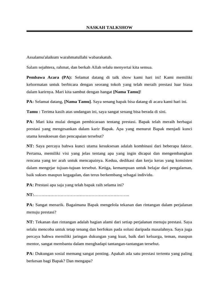 Naskah Talkshow | PDF