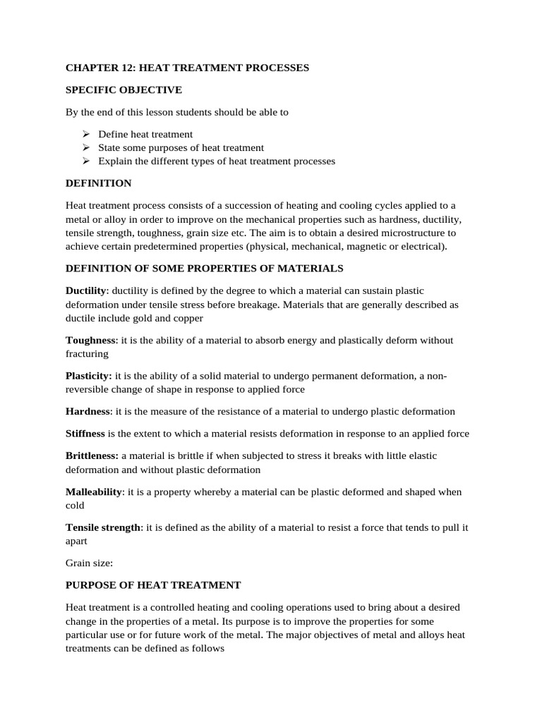 Heat Treatment Processes Explained | PDF | Heat Treating | Home & Garden