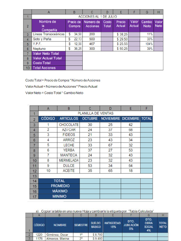 Practicas de Excel | PDF