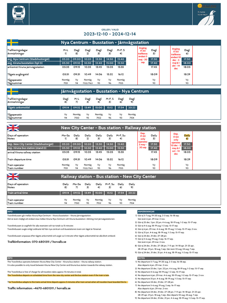 Kiruna Bus Timetable | PDF | Passenger Rail Transport | Public Transport