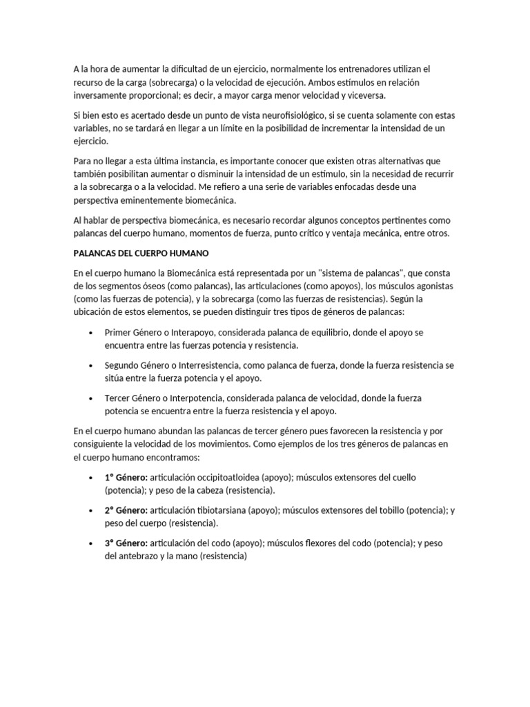 Biomecanica y Palancas | PDF