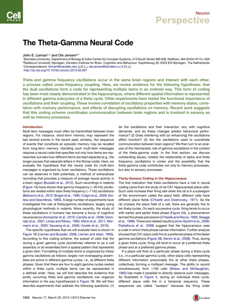 The Theta-Gamma Couple Code | PDF