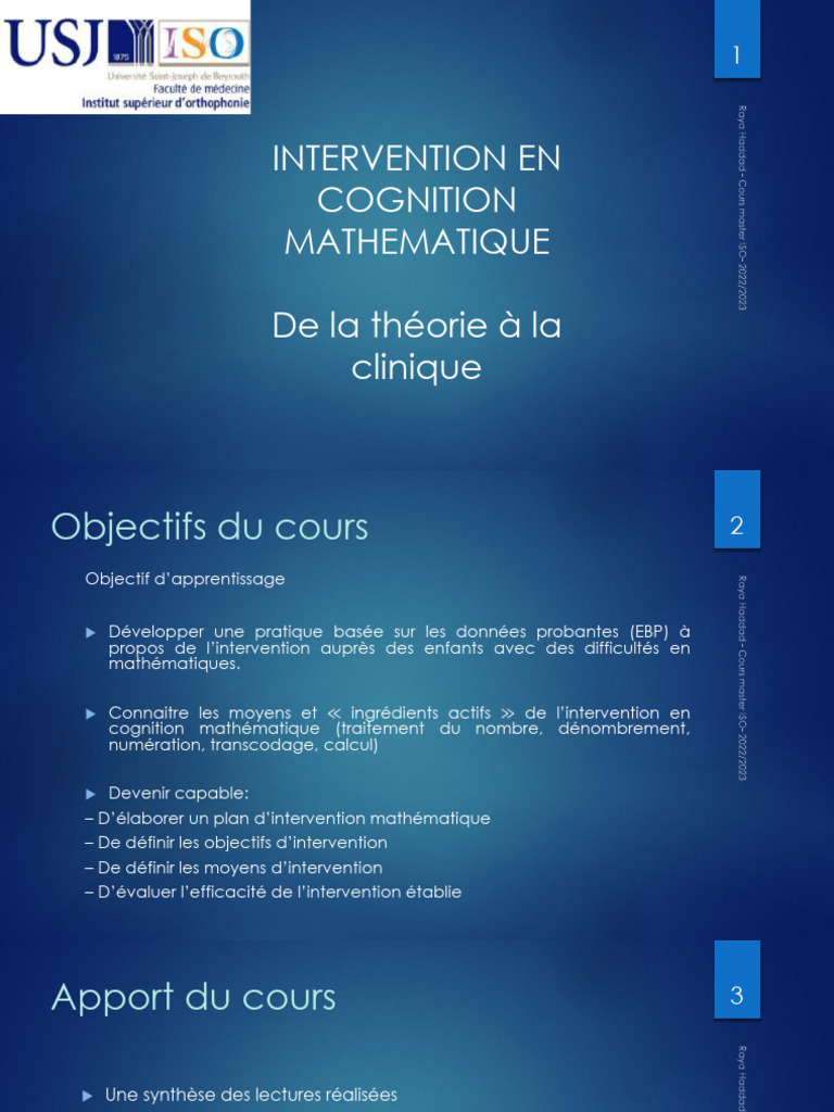 Reeducation Cogni Maths COURS MASTER | PDF