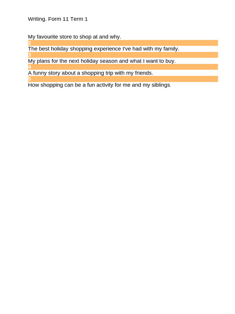 Writing Form 11 Term I | PDF