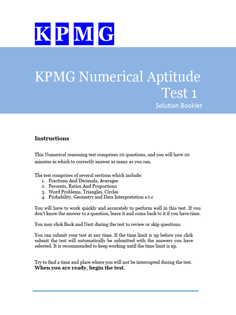 KPMG Numerical Test 1 Solution | PDF