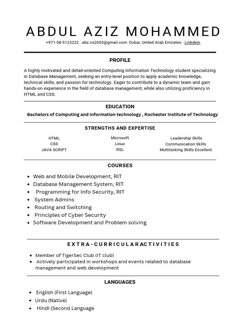 Abdul Aziz Mohammed - CV | PDF