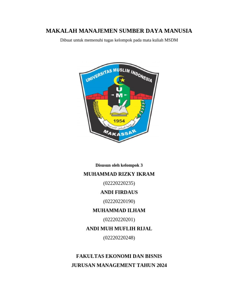 Makalah Manajemen Sumber Daya Manusia | PDF