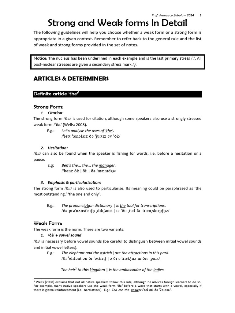 044 - Strong and Weak Forms in Detail | PDF | Linguistic Typology | Grammar
