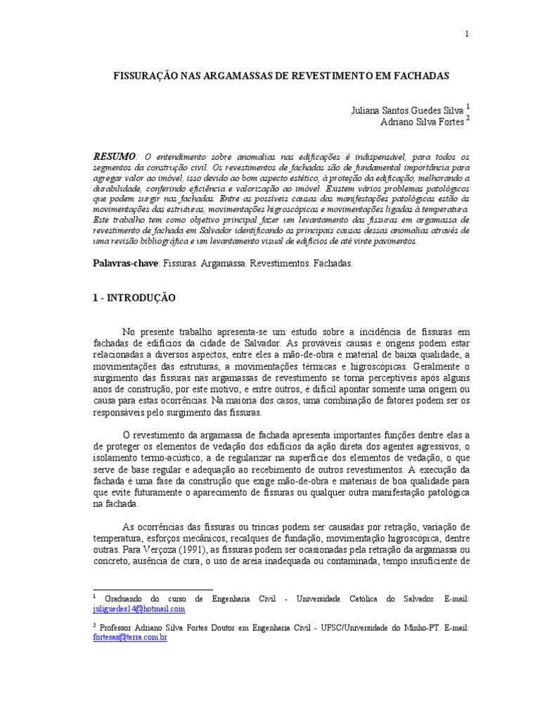 Artigo de Fissuras | PDF | Argamassa (alvenaria) | Umidade