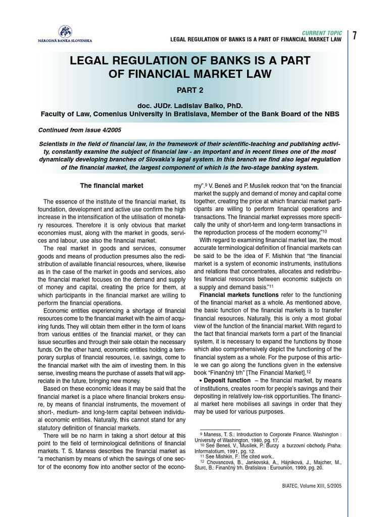 Legal Regulation Banks | PDF