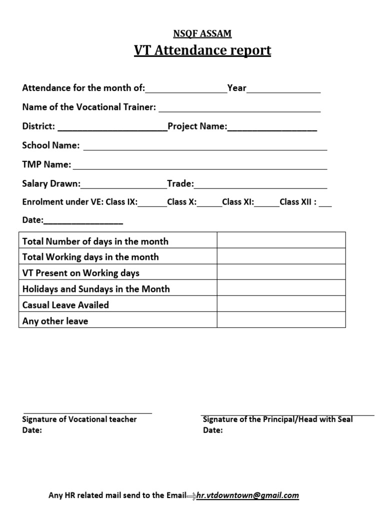 Attendance Format. | PDF | Career & Growth | Business