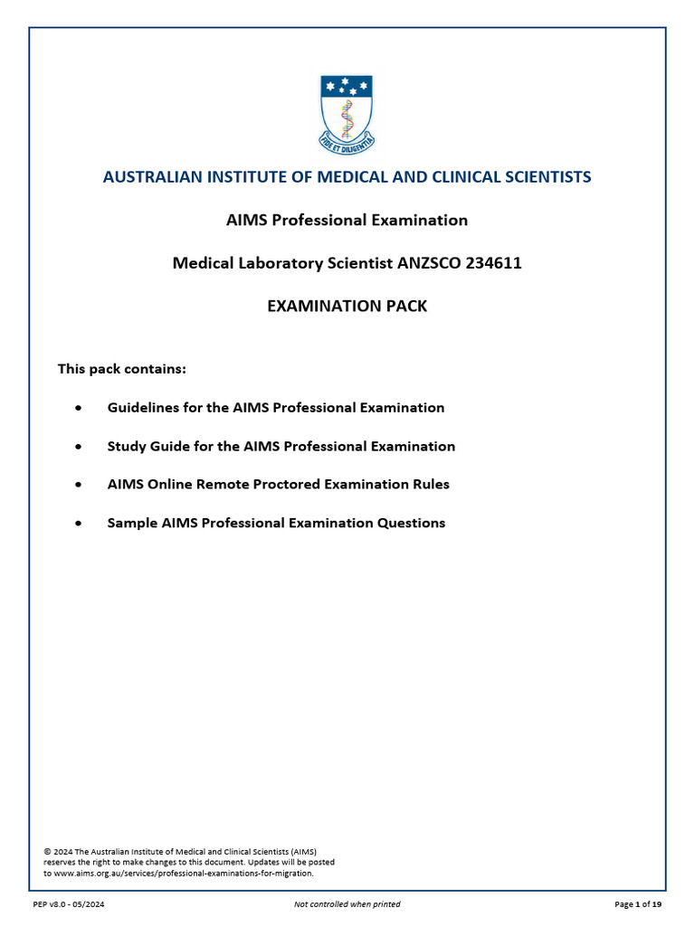 AIMS Professional Exam Pack | PDF