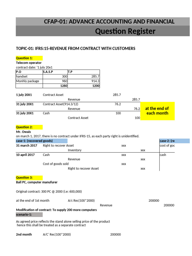 IFRS 15 - Solutions (Asad) | PDF